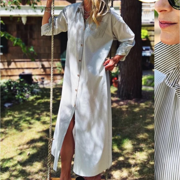 Buru | Dresses | Nwt Buru Midi Maxi Collared Striped Button Down Shirt ...